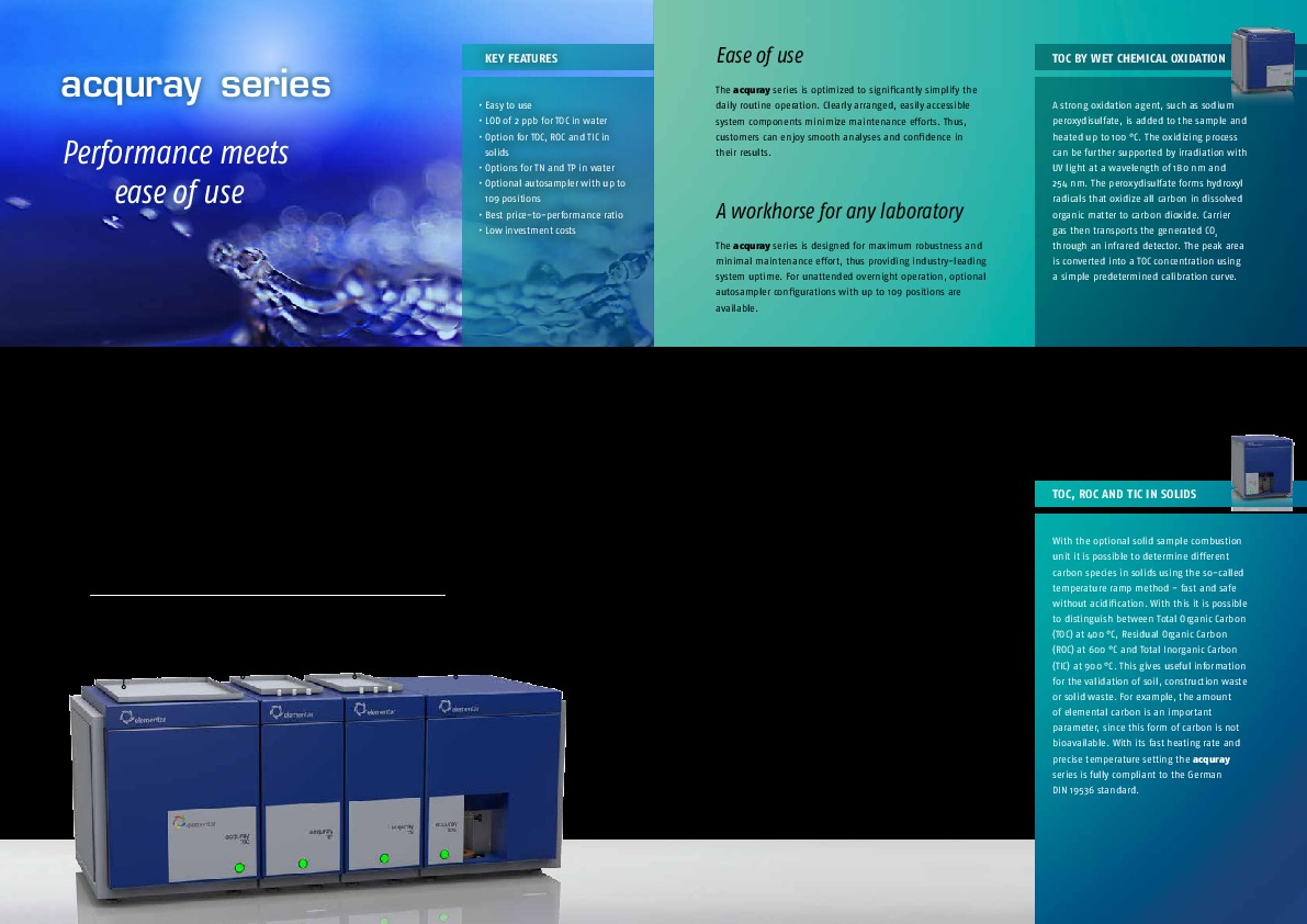 Brochure - Flyer acquray - Elementar® - Fourni-Labo